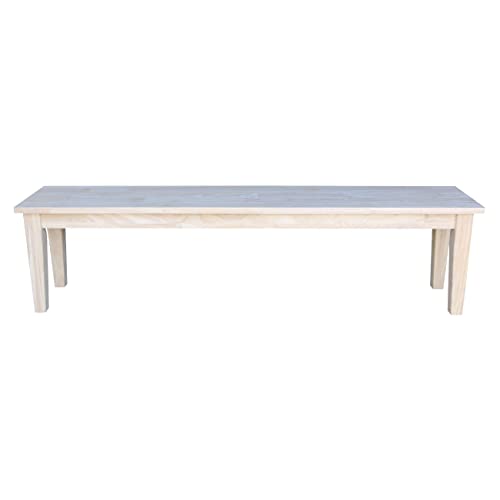 IC International Concepts International Concepts Shaker Style Unfinished Bench, 72" x 14" x 18"