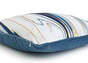 Thro by Marlo Lorenz Dragonfly Kia Marble Raised Foil Pillow, 1 Count (Pack of 1), Gold, Blue