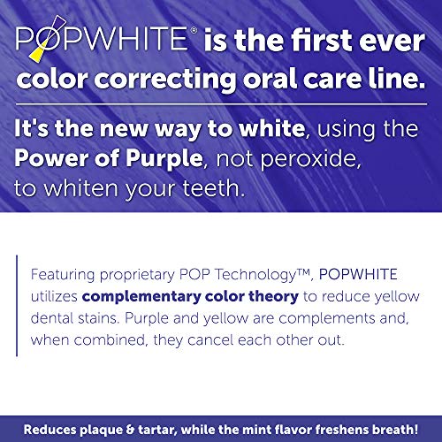 POPWHITE Natural Teeth Whitening Primer Purple Toothpaste, Botanical Formula for Safe, Gradual Teeth Whitening at Home, Mint Flavor Teeth Whitening Toothpaste, 4 oz - Manufacturer Date 9/21