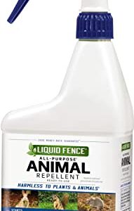 Liquid Fence All-Purpose Animal Repellent, Repels Rabbits, Squirrels, Mice, Raccoons And Other Small Mammals, Harmless to Plants and Animals When Used & Stored as Directed, 32 fl Ounce Spray