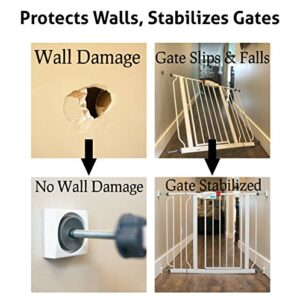 Wall Nanny Mini - Smallest Baby Gate Wall Protector (Made in USA) Protect Walls & Doorways from Pet Gates & Dog Gate Spindles - Child Pressure Mounted Baby Gate for Stairs Wall Cup (White) 4 Pack