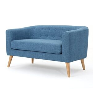 GDFStudio Christopher Knight Home Bridie Mid-Century Modern Loveseat, Muted Blue Fabric