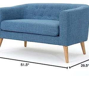 GDFStudio Christopher Knight Home Bridie Mid-Century Modern Loveseat, Muted Blue Fabric