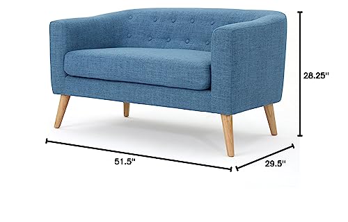 GDFStudio Christopher Knight Home Bridie Mid-Century Modern Loveseat, Muted Blue Fabric