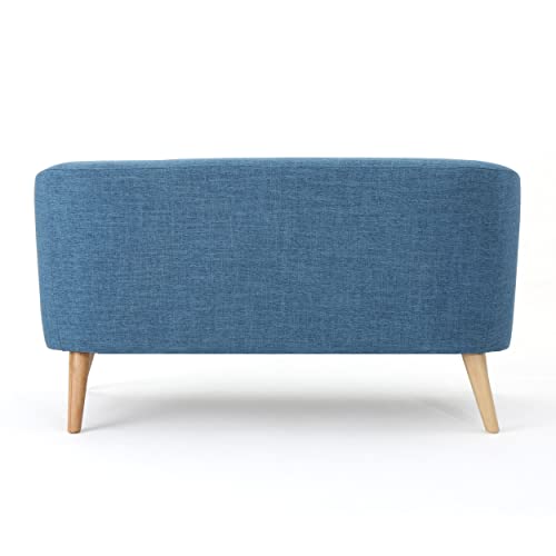 GDFStudio Christopher Knight Home Bridie Mid-Century Modern Loveseat, Muted Blue Fabric