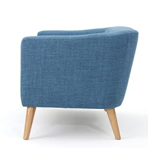 GDFStudio Christopher Knight Home Bridie Mid-Century Modern Loveseat, Muted Blue Fabric