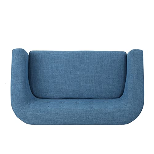 GDFStudio Christopher Knight Home Bridie Mid-Century Modern Loveseat, Muted Blue Fabric