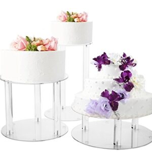 Jusalpha 3 Tier Large Acrylic Glass Round Wedding Cake Stand, Food Display Stand, Cupcake Stand, Dessert Display Platter WCS02 (3 tier with base tier)