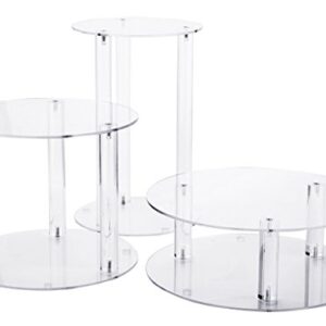 Jusalpha 3 Tier Large Acrylic Glass Round Wedding Cake Stand, Food Display Stand, Cupcake Stand, Dessert Display Platter WCS02 (3 tier with base tier)