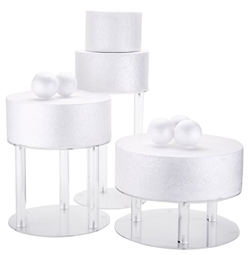 Jusalpha 3 Tier Large Acrylic Glass Round Wedding Cake Stand, Food Display Stand, Cupcake Stand, Dessert Display Platter WCS02 (3 tier with base tier)