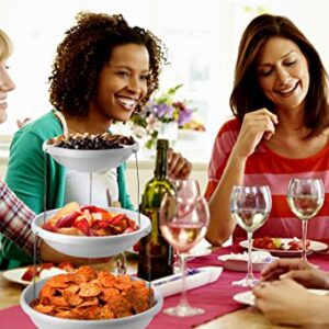 Collapsible Bowl, 3 Tier - The Decorative Plastic Bowls Twist Down and Fold Inside for Minimal Storage Space. Perfect for Serving Snacks, Salad and Fruit. The Top Bowl is Divided into Three Sections.