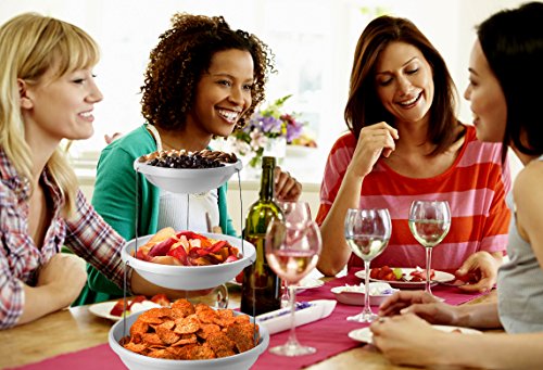 Collapsible Bowl, 3 Tier - The Decorative Plastic Bowls Twist Down and Fold Inside for Minimal Storage Space. Perfect for Serving Snacks, Salad and Fruit. The Top Bowl is Divided into Three Sections.