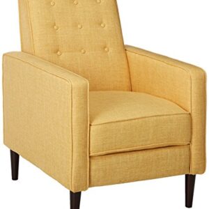 CHRISTOPHER KNIGHT HOME Mason Mid-Century Modern Tuft Back Recliner (Qty of 1, Fabric/Muted Yellow).