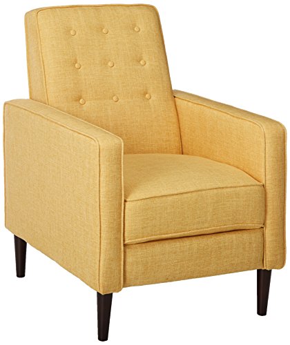 CHRISTOPHER KNIGHT HOME Mason Mid-Century Modern Tuft Back Recliner (Qty of 1, Fabric/Muted Yellow).