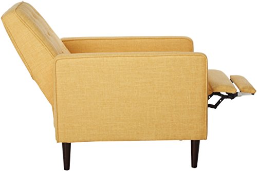 CHRISTOPHER KNIGHT HOME Mason Mid-Century Modern Tuft Back Recliner (Qty of 1, Fabric/Muted Yellow).