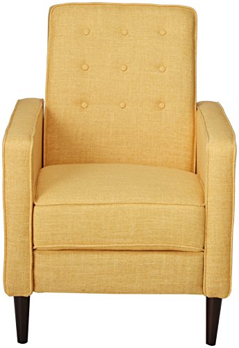 CHRISTOPHER KNIGHT HOME Mason Mid-Century Modern Tuft Back Recliner (Qty of 1, Fabric/Muted Yellow).