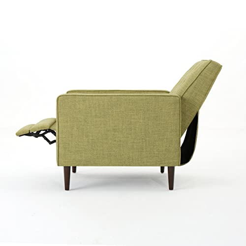 Christopher Knight Home Mervynn Mid-Century Modern Fabric Recliner, polyester, Muted Green / Dark Espresso