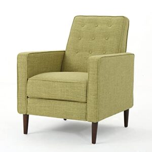 Christopher Knight Home Mervynn Mid-Century Modern Fabric Recliner, polyester, Muted Green / Dark Espresso