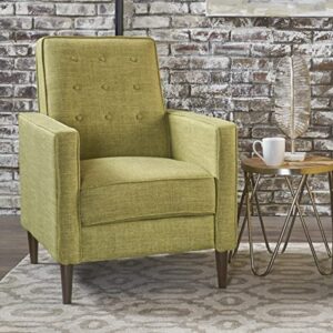 Christopher Knight Home Mervynn Mid-Century Modern Fabric Recliner, polyester, Muted Green / Dark Espresso