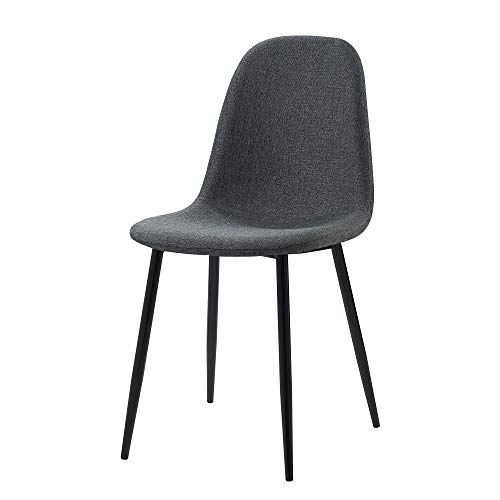 Versanora Minimalista Fabric Chair Seating with Black Finish for Kitchen Dining Living Room Reading Bedroom Office, Set of 2, 34 Inch Height, Dark Gray