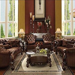 ACME Versailles Sofa w/5 Pillows - 52080 - Brown Velvet & Cherry Oak