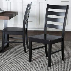 walker edison modern farmhouse wood armless dining room chairs kitchen, set of 2, black