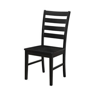 Walker Edison Modern Farmhouse Wood Armless Dining Room Chairs Kitchen, Set Of 2, Black