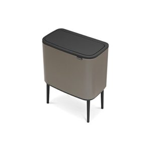 Brabantia Bo Trash Can - 1 x 9.5 Gal Inner Bucket (Platinum) Waste/Recycling Garbage Can, Removable Compartment + Free Bags