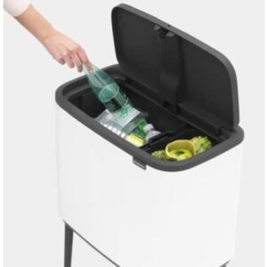 Brabantia 313547 Bo Touch Trash Can Recycling, with 2 Inner Buckets, 3 + 6 gallon/11 + 23 Liter