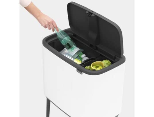 Brabantia 313547 Bo Touch Trash Can Recycling, with 2 Inner Buckets, 3 + 6 gallon/11 + 23 Liter