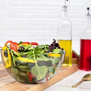 Zanzer Clear Glass Serving Salad Bowl - Mixing Bowl 63.5 oz - Wavy Design