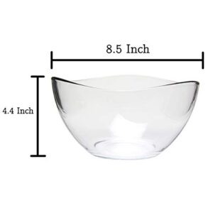 Zanzer Clear Glass Serving Salad Bowl - Mixing Bowl 63.5 oz - Wavy Design