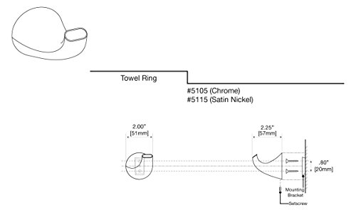 Gatco 5115 Brie Bathroom Robe Hook, Satin Nickel