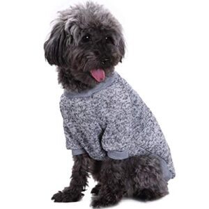 CHBORLESS Pet Dog Classic Knitwear Sweater Warm Winter Puppy Pet Coat Soft Sweater Clothing for Small Dogs (M, Grey)