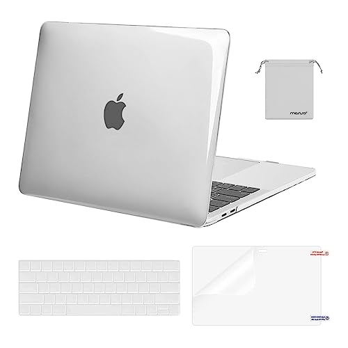 MOSISO Compatible with MacBook Pro 13 inch Case M2 2023, 2022, 2021-2016 A2338 M1 A2251 A2289 A2159 A1989 A1708 A1706, Plastic Hard Shell&Keyboard Cover&Screen Protector&Storage Bag, Crystal Clear