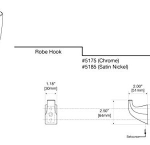 Gatco 5175 Quantra Bathroom Robe Hook, Chrome