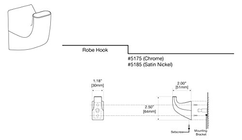 Gatco 5175 Quantra Bathroom Robe Hook, Chrome