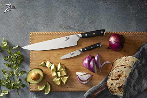 Zelite Infinity Chef Knife 10 Inch, Chefs Knife, Kitchen Knife, Chef's Knives, Chef Knives, Sharp Knife, Vegetable Knife - German High Carbon Stainless Steel - Pakkawood Handle - Leather Sheath