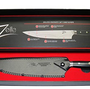 Zelite Infinity Chef Knife 10 Inch, Chefs Knife, Kitchen Knife, Chef's Knives, Chef Knives, Sharp Knife, Vegetable Knife - German High Carbon Stainless Steel - Pakkawood Handle - Leather Sheath