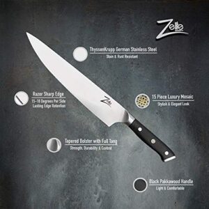 Zelite Infinity Chef Knife 10 Inch, Chefs Knife, Kitchen Knife, Chef's Knives, Chef Knives, Sharp Knife, Vegetable Knife - German High Carbon Stainless Steel - Pakkawood Handle - Leather Sheath