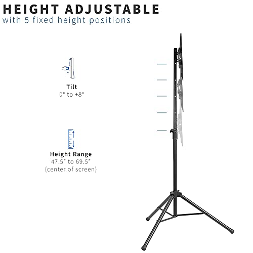 VIVO Tripod 32 to 55 inch LCD LED Flat Screen TV Display Floor Stand, Portable Height Adjustable Mount, Black, STAND-TV55T