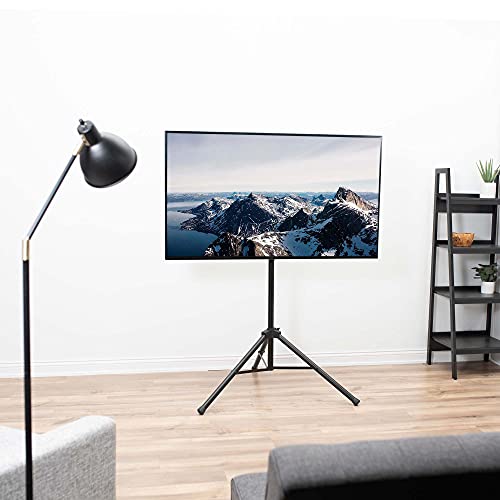 VIVO Tripod 32 to 55 inch LCD LED Flat Screen TV Display Floor Stand, Portable Height Adjustable Mount, Black, STAND-TV55T