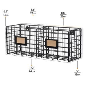 Wall35 Amalfi Wire Basket Desk Organizer, Wall Mount Rustic Decor for Home and Office Organization, Black Magazine Holder