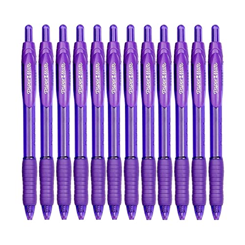 Paper Mate Profile Retractable Ballpoint Pens, Bold Point 1.4mm (12-Pack-Ballpoint, Purple)