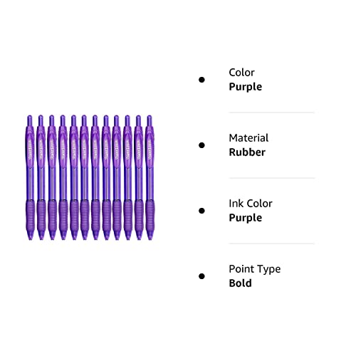 Paper Mate Profile Retractable Ballpoint Pens, Bold Point 1.4mm (12-Pack-Ballpoint, Purple)