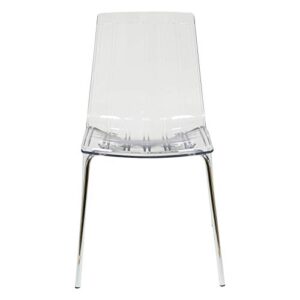 LeisureMod Ralph Mid-Century Dining Chair with Chrome Base in Clear