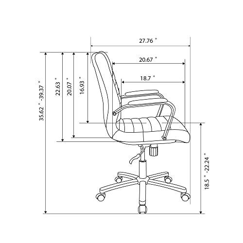 Realspace® Modern Comfort Series Winsley Bonded Leather Mid-Back Chair, Gray