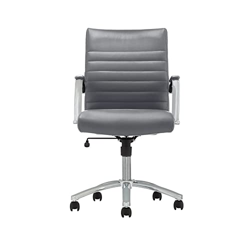 Realspace® Modern Comfort Series Winsley Bonded Leather Mid-Back Chair, Gray