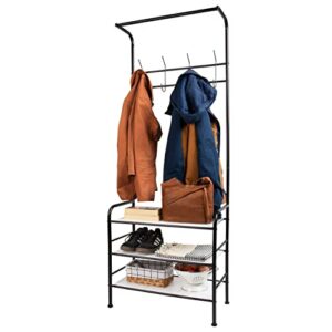 Mind Reader Metal Coat, Shoe Rack, Purses, Scarf, Shelving Organizer, Black