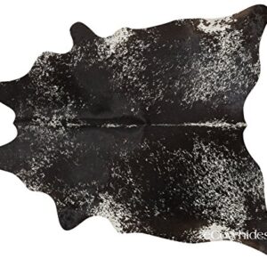 ecowhides Black Salt and Pepper Brazilian Cowhide Area Rug, Cowskin Leather Hide for Home Living Room (XL) 7 x 6 ft